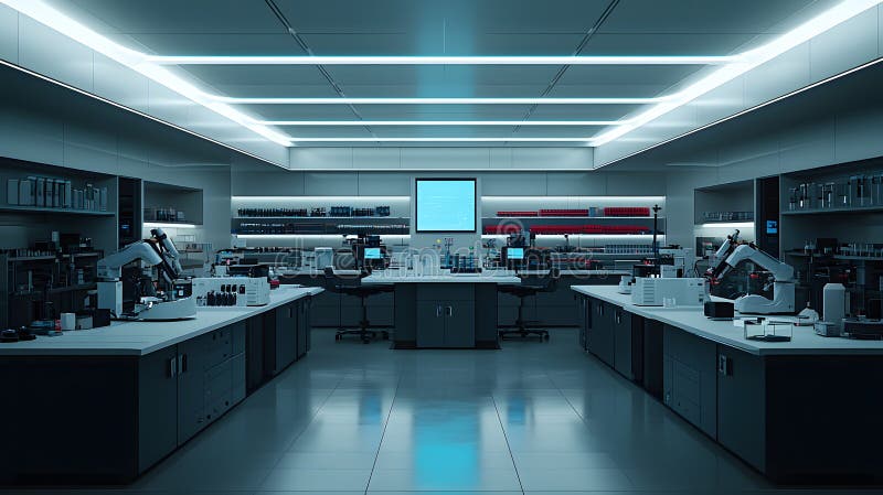 Modern Sterile Laboratory Interior with Robotic Equipment and Advanced ...