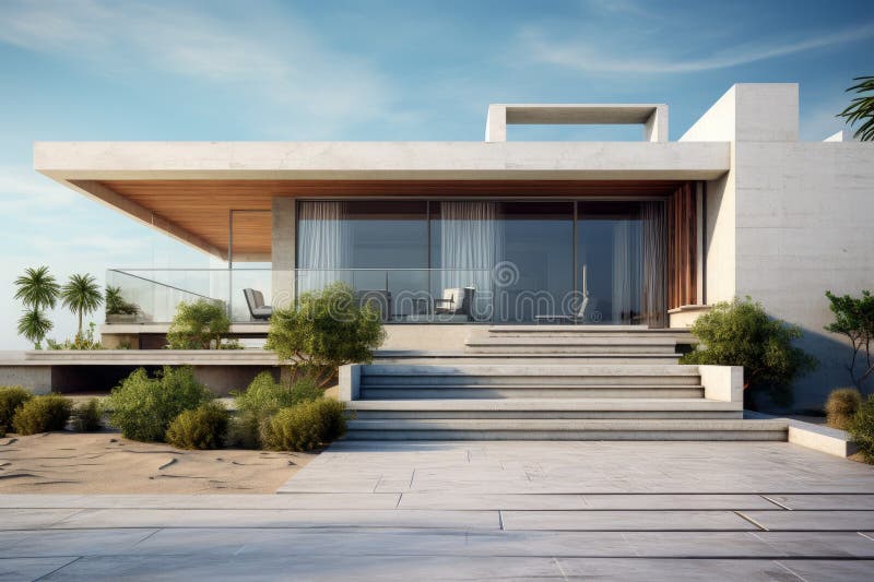 Pristine Modern Sunny House. Generate Ai Stock Photo - Image of ...