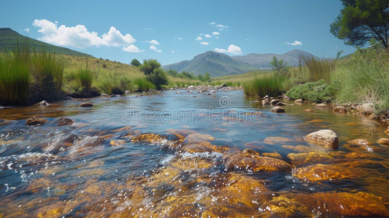 Pristine Mountain Stream Landscape Stock Image - Image of ecosystem ...