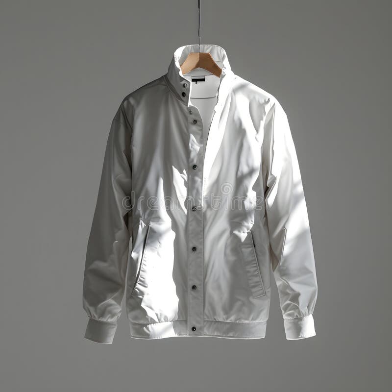Elegant Off-White Coach Jacket: Sunlit Minimalist Fashion Stock ...