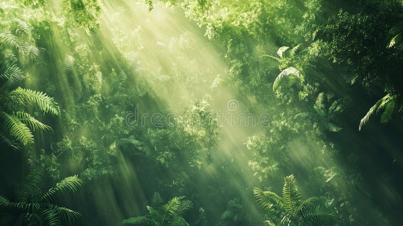 A Pristine Rainforest Canopy Seen from Above, Layers of Green in the ...