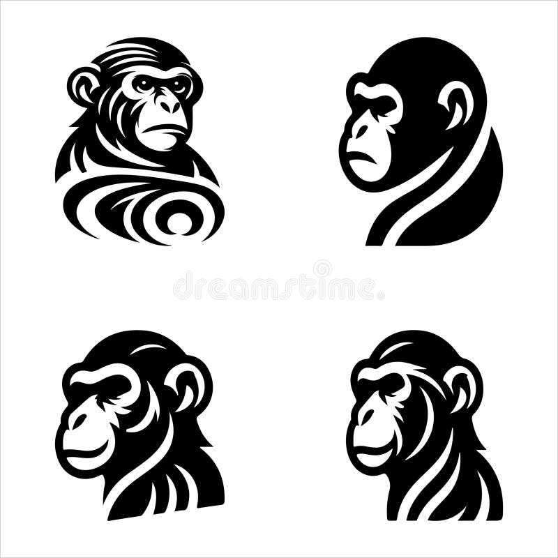 Pristine Silhouette Vector Design of a Monkey Stock Vector ...