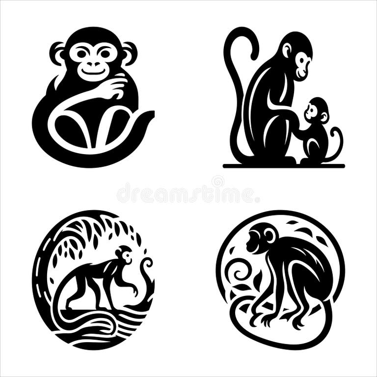 Pristine Silhouette Vector Design of a Monkey Stock Vector ...