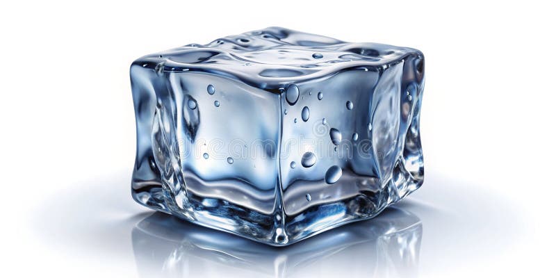 Pristine Single Ice Cube Isolated on White Background Realistic 3D ...