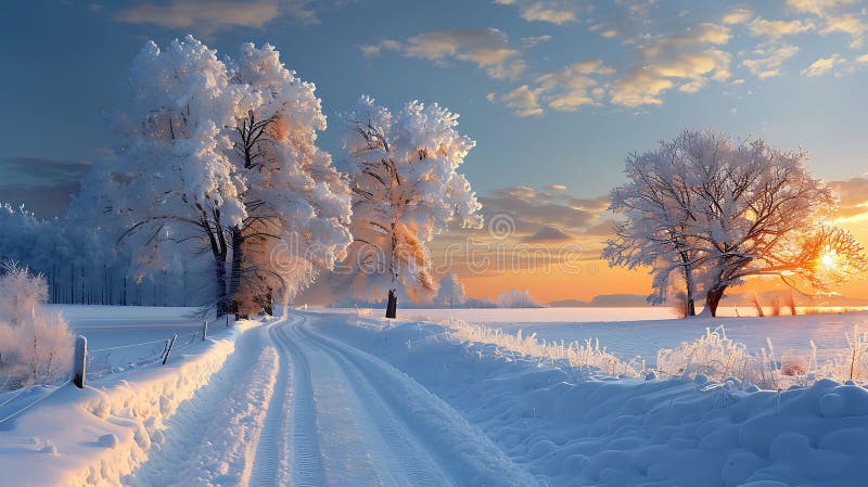 Pristine Snow Covering a Quiet Stock Illustration - Illustration of ...