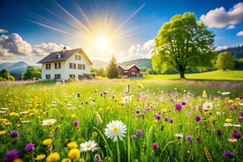 Pristine Spring Meadow Pattern Versatile White Space Design Template ...