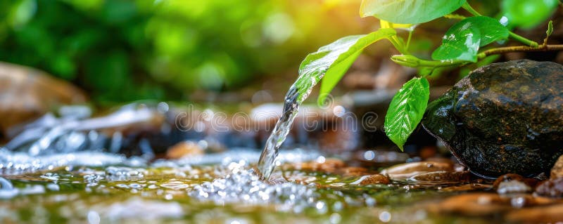 Fresh Water Source Crystal Clear Stream in Lush Nature, Wildlife ...