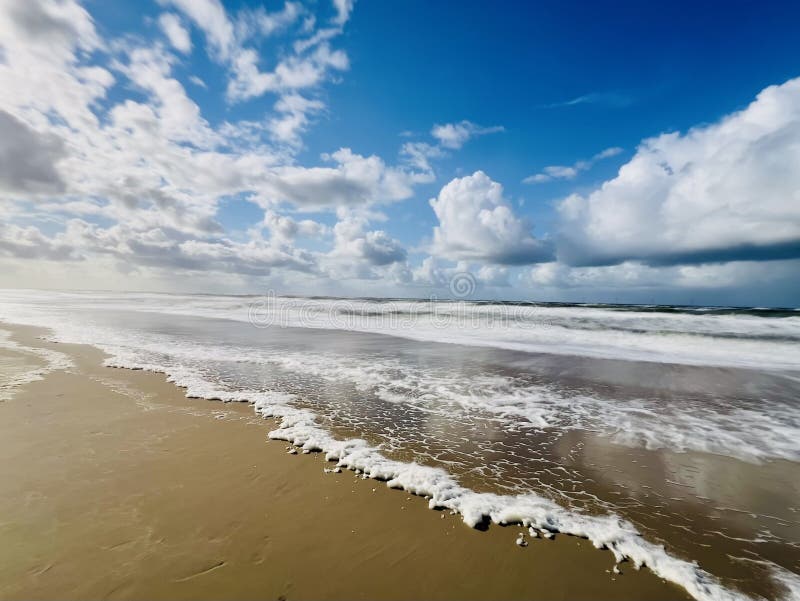 Pristine Stretch of Beach with Soft Waves Stock Photo - Image of ...