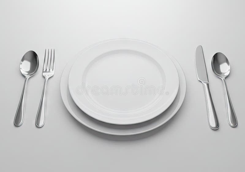 Elegant Table Setting: a Minimalist White Place Setting with Silverware ...