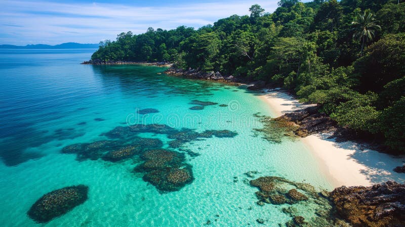 Pristine Tropical Beach with Lush Greenery and Crystal Clear Blue ...