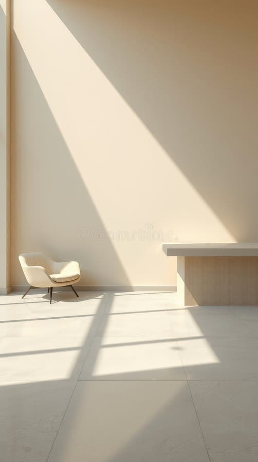 Pristine Minimalist Waiting Area with Dramatic Sunbeams Stock Image ...