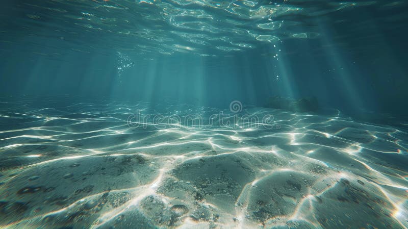 Pristine Underwater Scene with Sunlight Shining through the Clear Blue ...