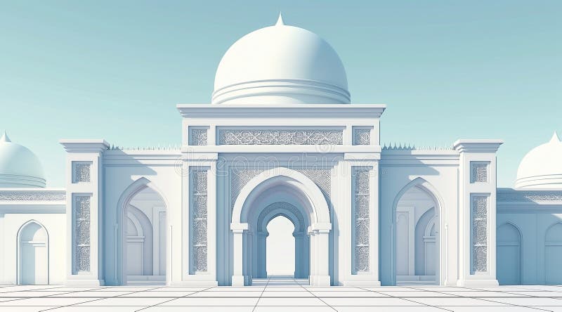 White Islamic Gate in the Form of a Mosque with a Round Dome. Mosque ...