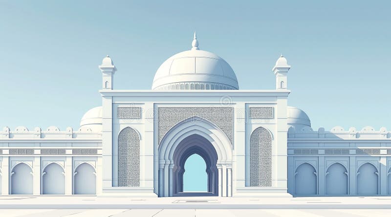 White Islamic Gate in the Form of a Mosque with a Round Dome. Mosque ...
