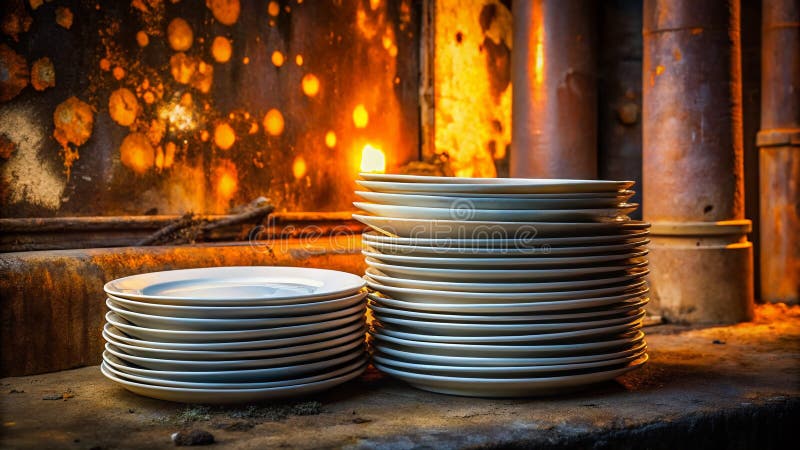 Pristine White Dinner Plates Stacked Ready for a Culinary Experience ...