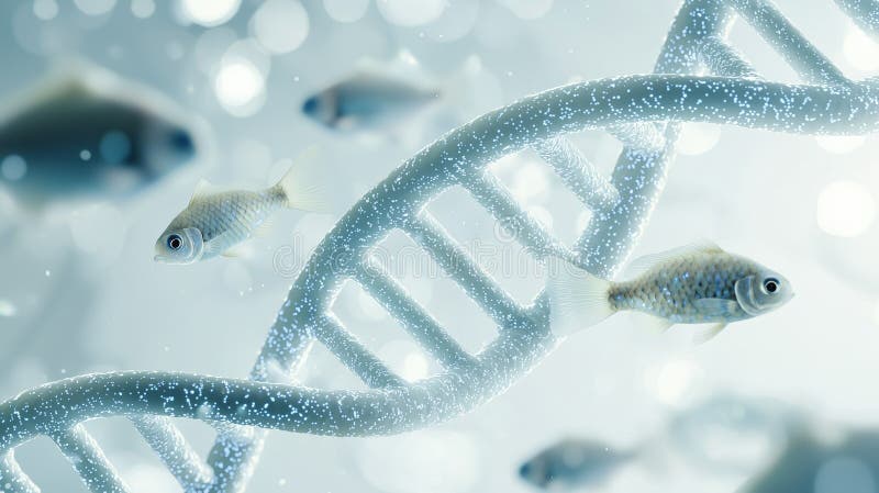 Pristine White Fish DNA Structure Study Stock Illustration ...
