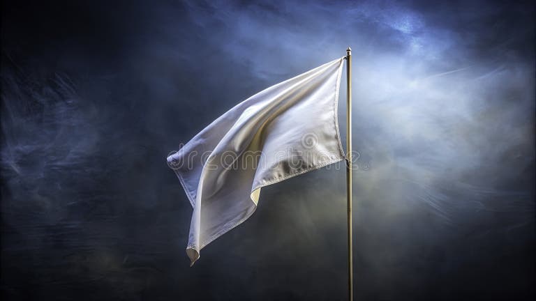 A Pristine White Flag in Long Exposure Symbol of Surrender Peace and ...