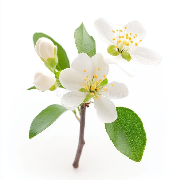 A Pristine White Flower Featuring Green Leaves on a See-through ...