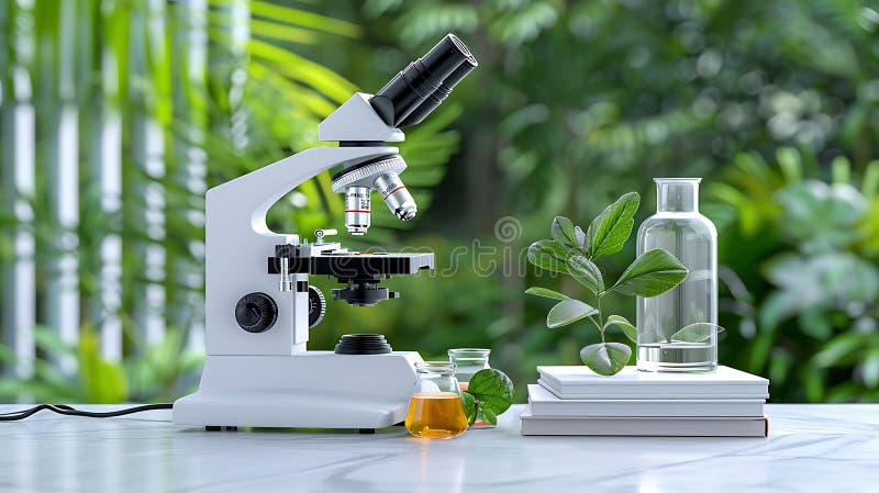 Microscope on Table with Botanical Samples in Laboratory Stock ...