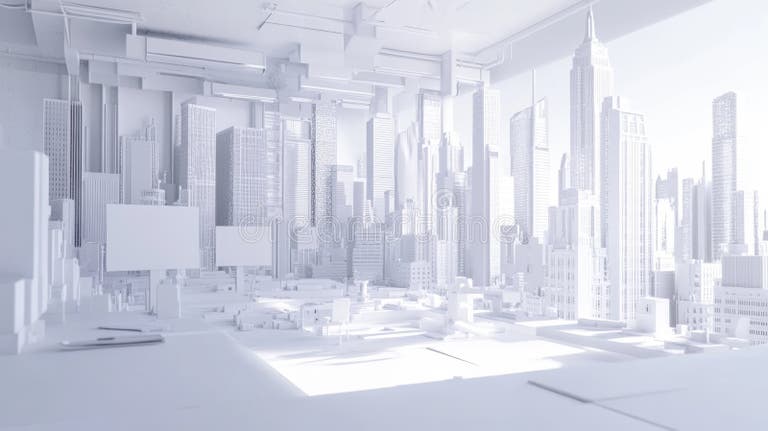 Pristine White Office Space with Modern Architectural Design Stock ...