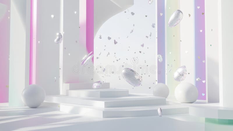 A Pristine White Platform Brims with an Array of Delicate White Objects ...