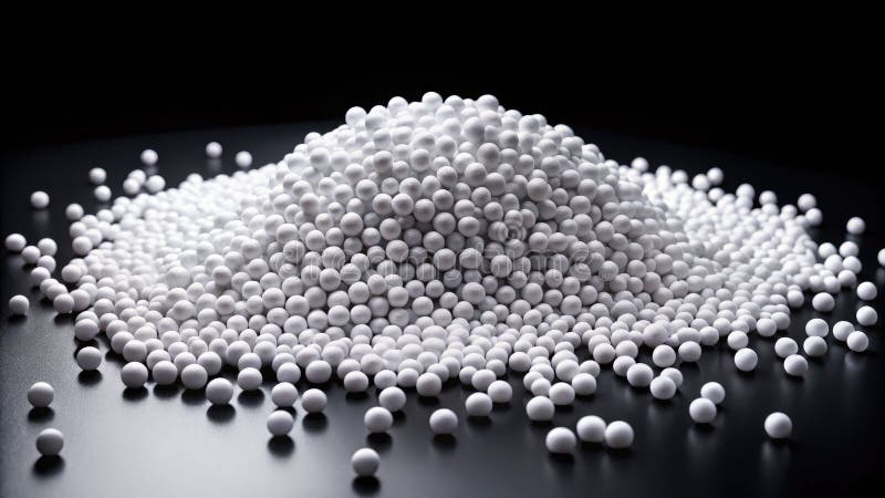 Pristine White PVC Polymer Pellets Against a Deep Black Background a ...