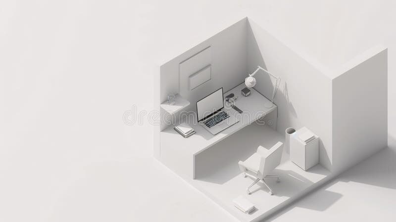 In the Pristine White Space, an Isometric View Unveils a Cube-shaped ...