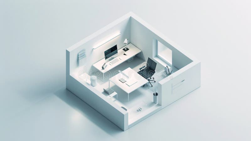 In the Pristine White Space, an Isometric View Unveils a Cube-shaped ...