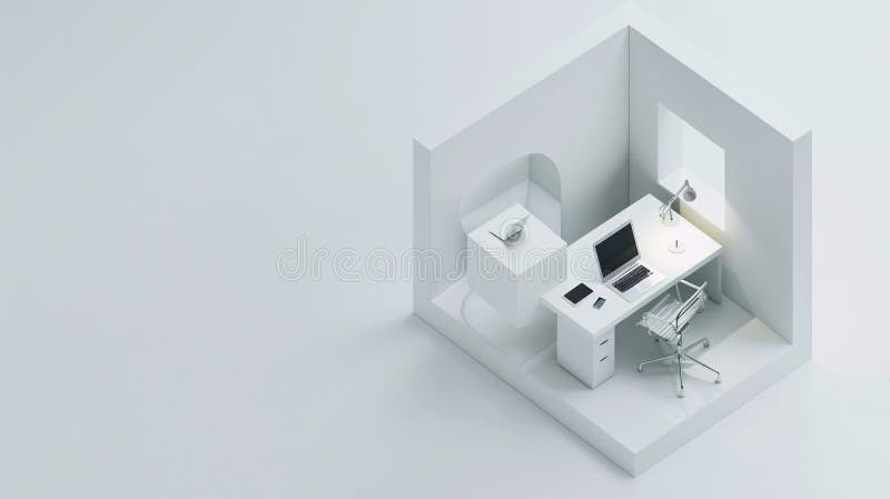 In the Pristine White Space, an Isometric View Unveils a Cube-shaped ...
