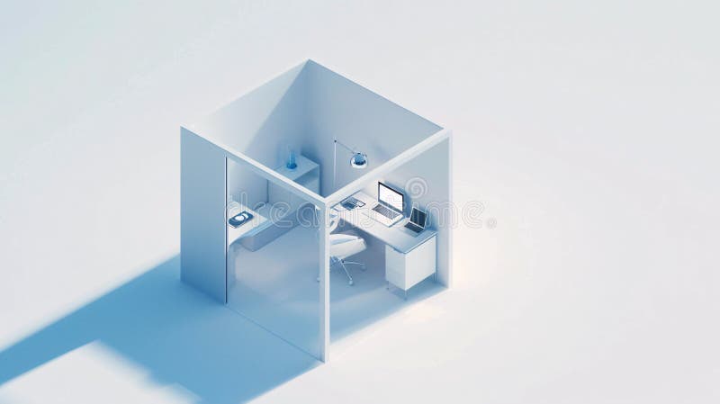In the Pristine White Space, an Isometric View Unveils a Cube-shaped ...