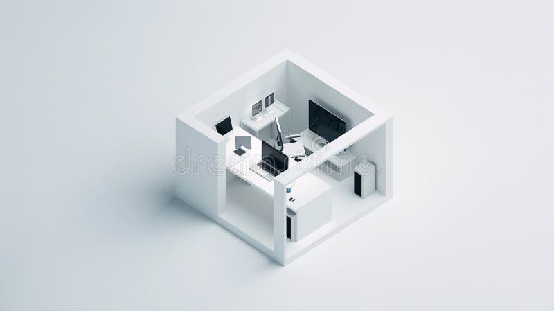 In the Pristine White Space, an Isometric View Unveils a Cube-shaped ...