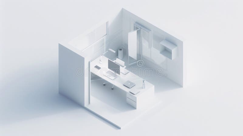 In the Pristine White Space, an Isometric View Unveils a Cube-shaped ...