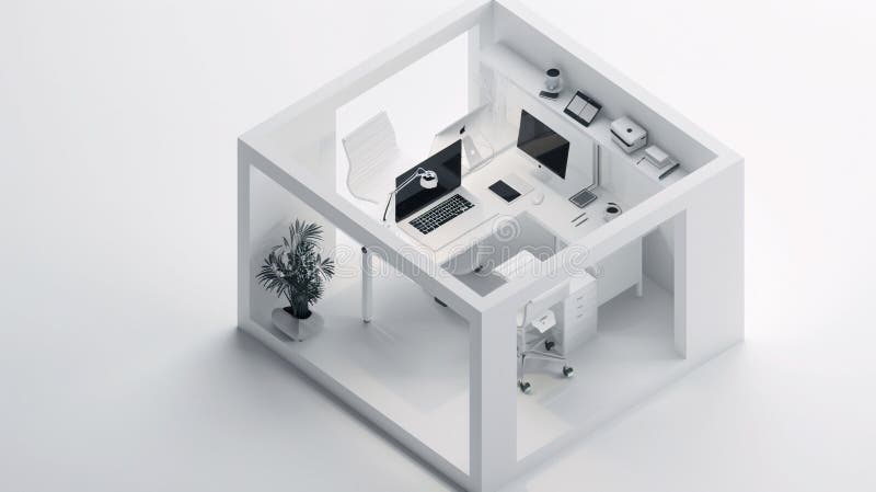 In the Pristine White Space, an Isometric View Unveils a Cube-shaped ...