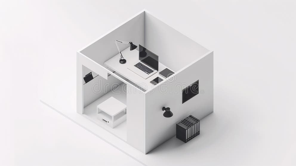 In the Pristine White Space, an Isometric View Unveils a Cube-shaped ...
