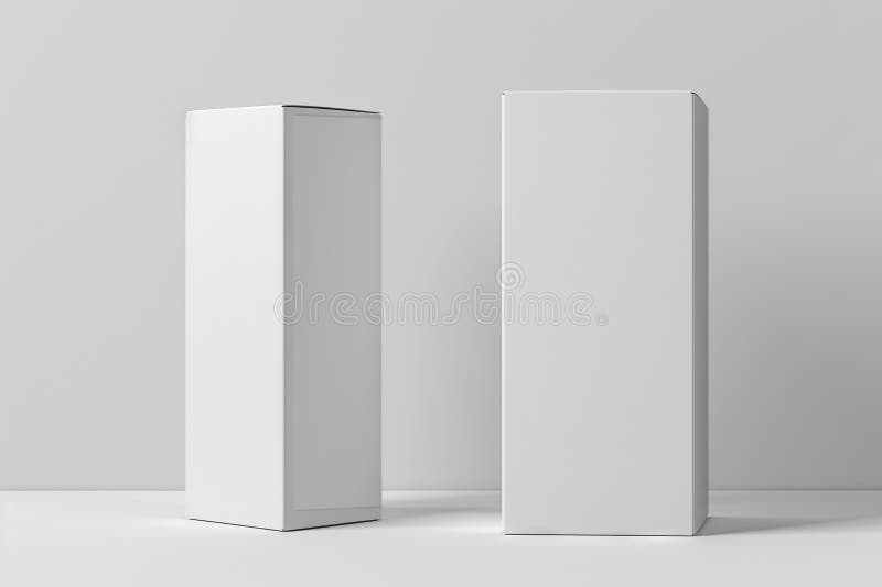 Pristine White Tall Boxes, Side and Front Views Displayed, Isolated on ...
