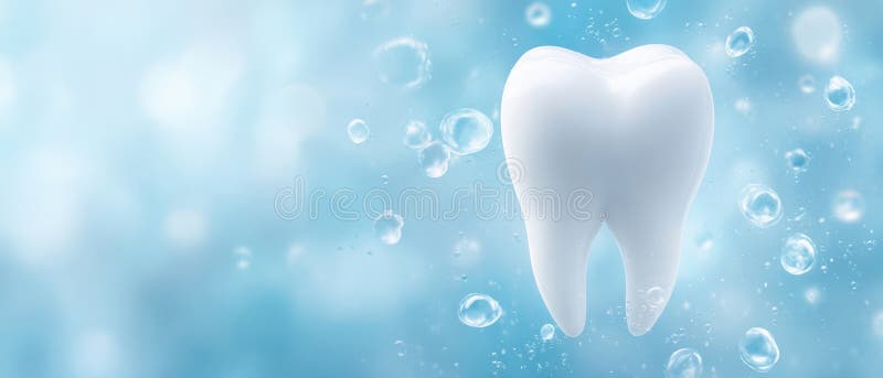 The Pristine White Tooth Surrounded by Bubbles on a Soothing Blue ...