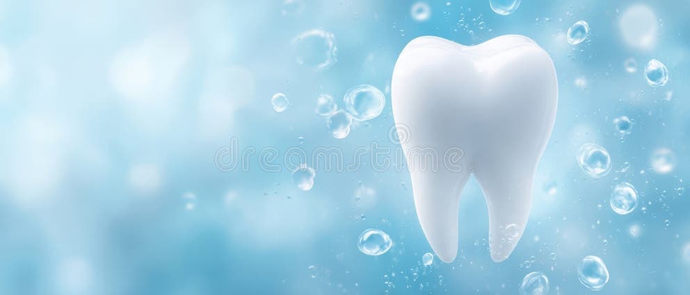 The Pristine White Tooth Surrounded by Bubbles on a Soothing Blue ...