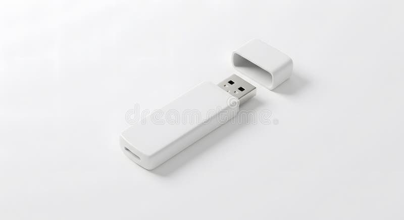Sleek White USB Drive with Detached Cap Stock Illustration ...