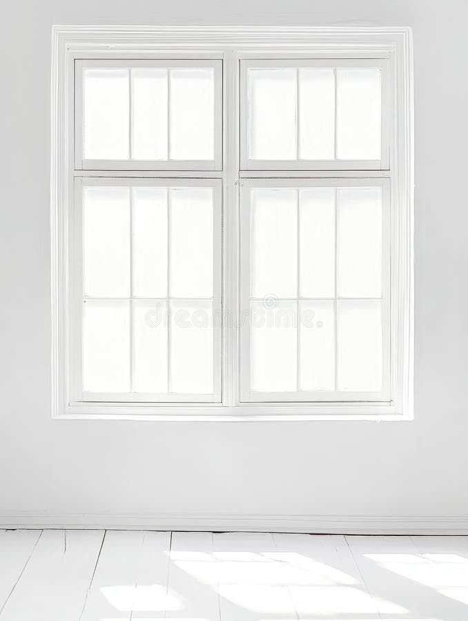 A Pristine White Window Frame with Multiple Panes Casts Geometric ...