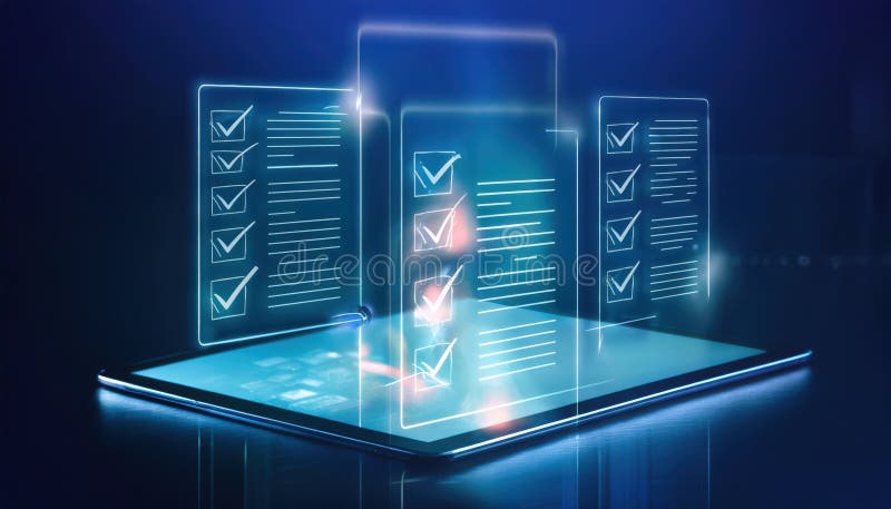 Privacy Compliance Checklist with Glowing Tick Marks Layered on ...