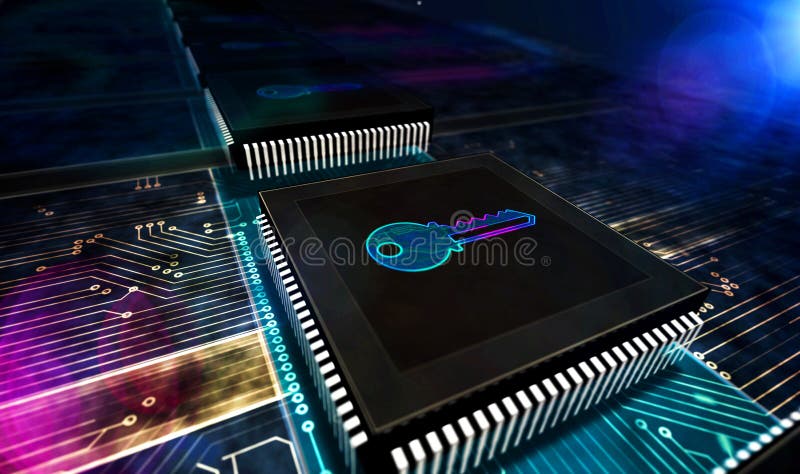 Processor Factory Laser Burning of Cyber Security Key Symbol ...