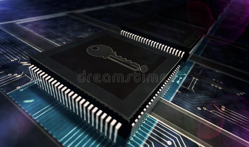 Processor Factory Laser Burning of Cyber Security Key Symbol ...