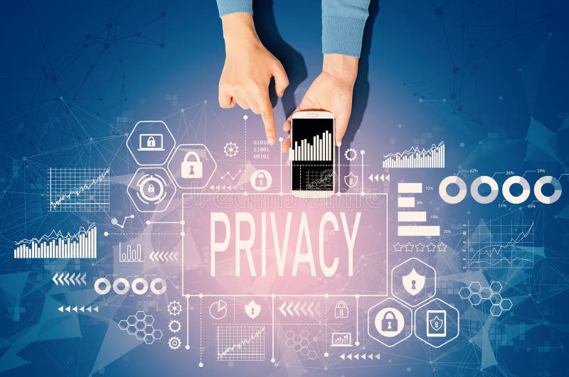 Privacy Concept with Person Using a Smartphone Stock Image - Image of ...