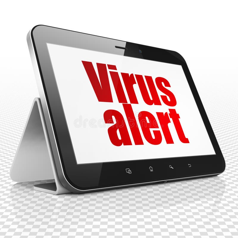 Privacy Concept: Tablet Computer with Virus Alert on Display Stock ...