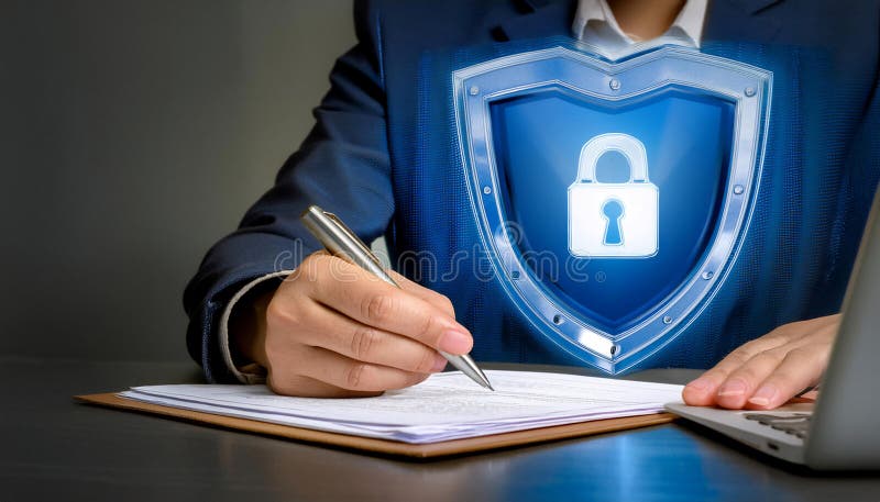 Privacy and Confidentiality, Featuring Symbols Like a Padlock, Shield ...