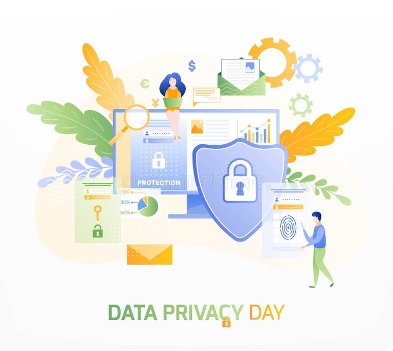 Privacy Day Flat Composition Stock Vector - Illustration of monitor ...