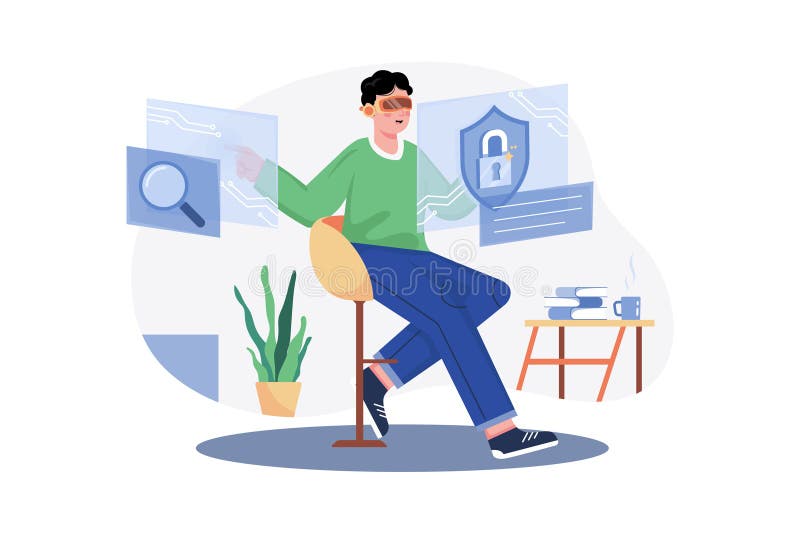 Privacy and Encryption Details Via VR Glasses Stock Vector ...