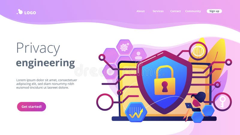 Privacy Engineering Concept Landing Page. Stock Vector - Illustration ...