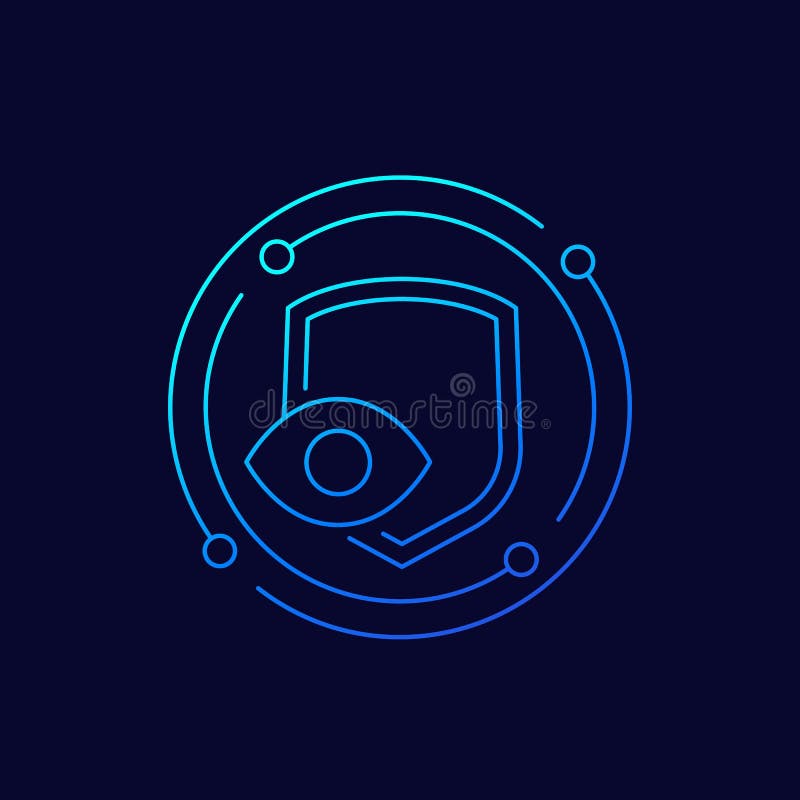 Privacy, Eye and Shield Line Vector Icon Stock Vector - Illustration of ...