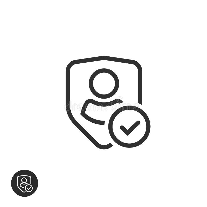 Privacy Icon Vector, Line Art Outline Shield with User Silhouette ...
